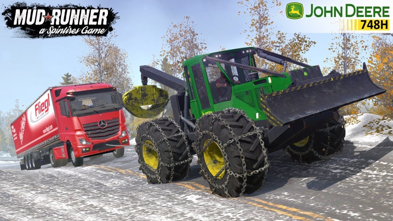 Spintires: MudRunner - JOHN DEERE 748H SKIDDER Towing a Semi Truck ...