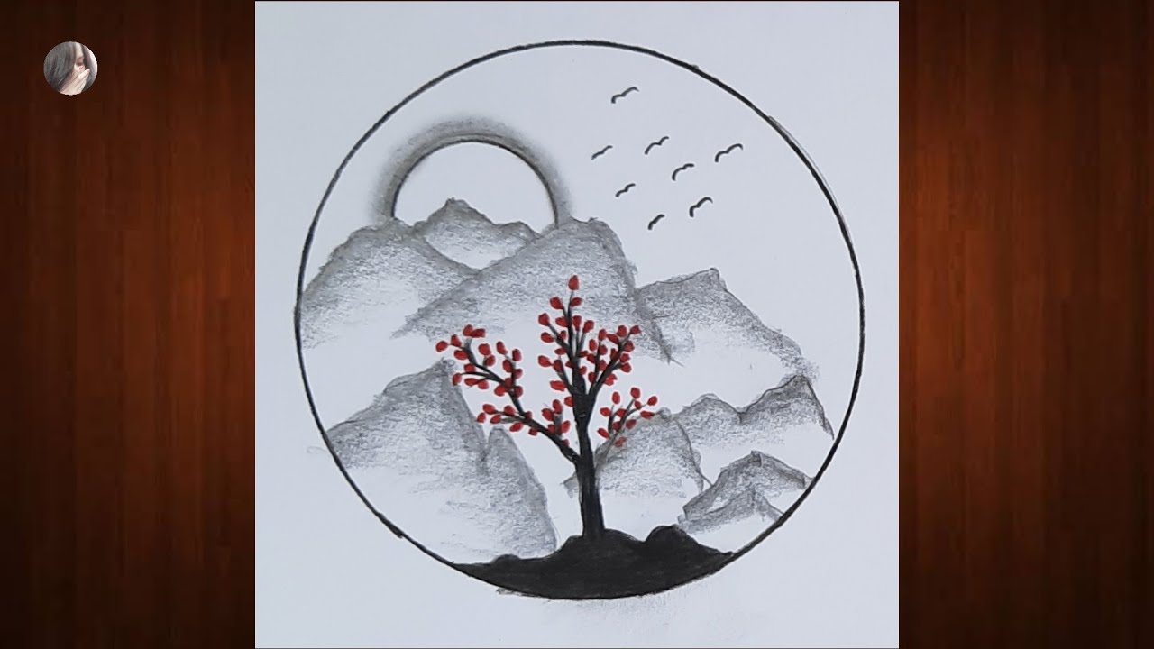 How to draw nature drawing in easy method || Nature drawing for ...