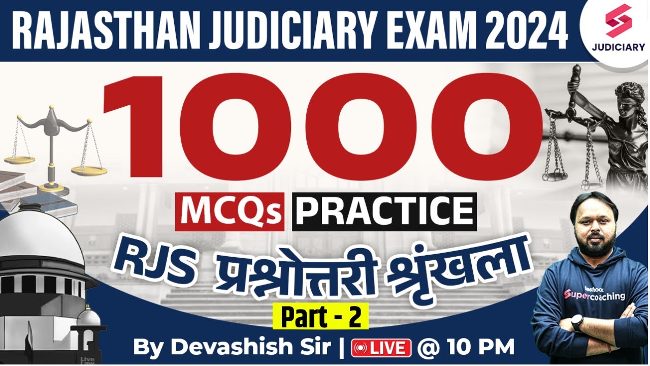 1000 MCQs for Rajasthan Judiciary Exam 2024 - 2| RJS Exam Preparation | Devashish Sir - YouTube