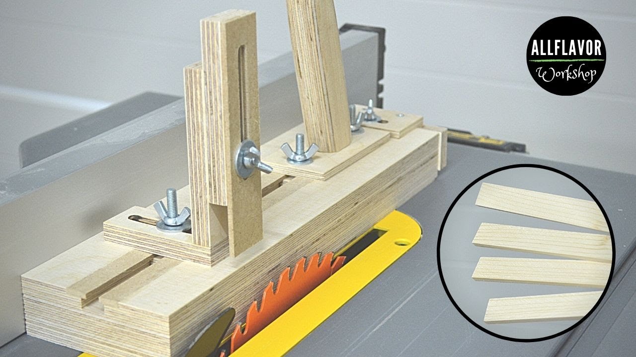 Adjustable Thin Strip Jig for Table Saw | Table Saw Jigs - YouTube