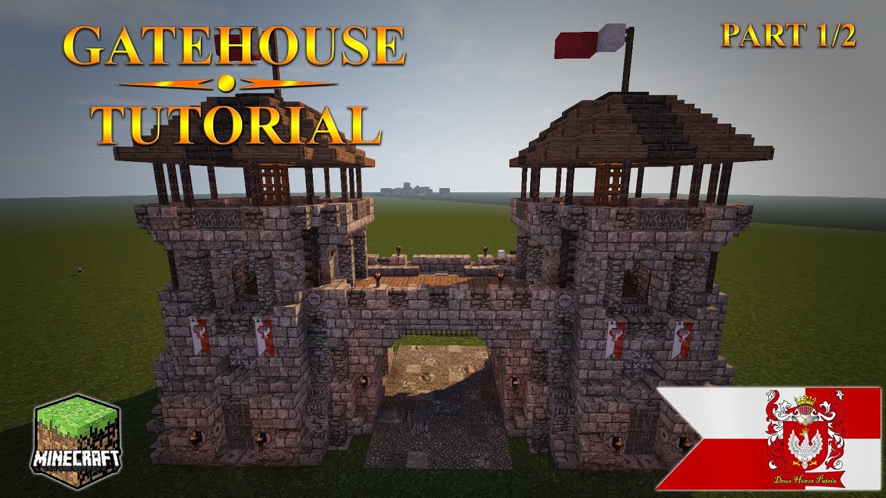Minecraft - How To Build Gatehouse - Speedbuild Tutorial Part 1/2 - YouTube