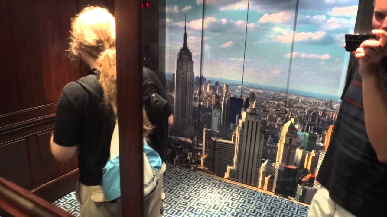 Big Westinghouse Traction Elevators at TImes Square Sheraton Convention ...