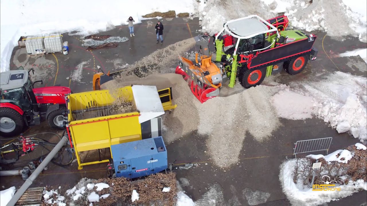 Testing the new Ecodéneige snow melter in northern Alpes - YouTube