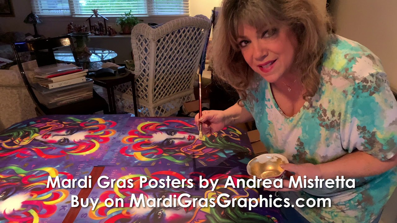 Mardi Gras Poster 2021 artist Andrea Mistretta painting - YouTube
