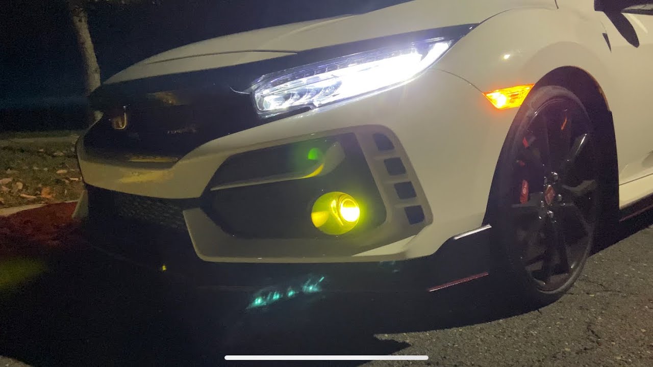 Honda Access JDM Yellow Fog Lights FK8!! Tips and night drive! - YouTube