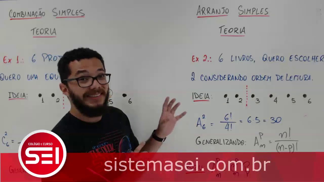 6 COMBINAÇÃO SIMPLES E ARRANJO SIMPLES TEORIA - YouTube