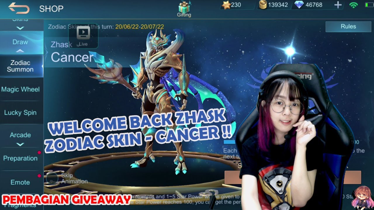 ZHASK ZODIAC SKIN CANCER GAME PLAY | MOBILE LEGENDS BANG BANG - YouTube