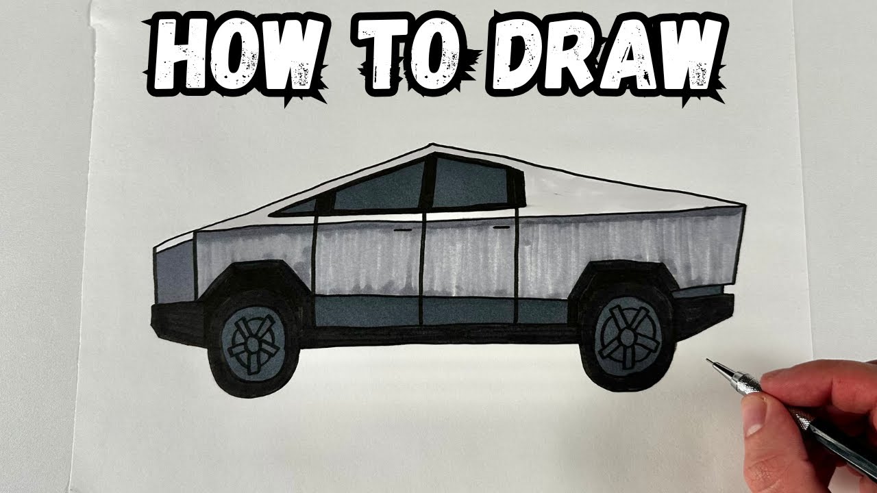 How To Draw Tesla Cybertruck - YouTube