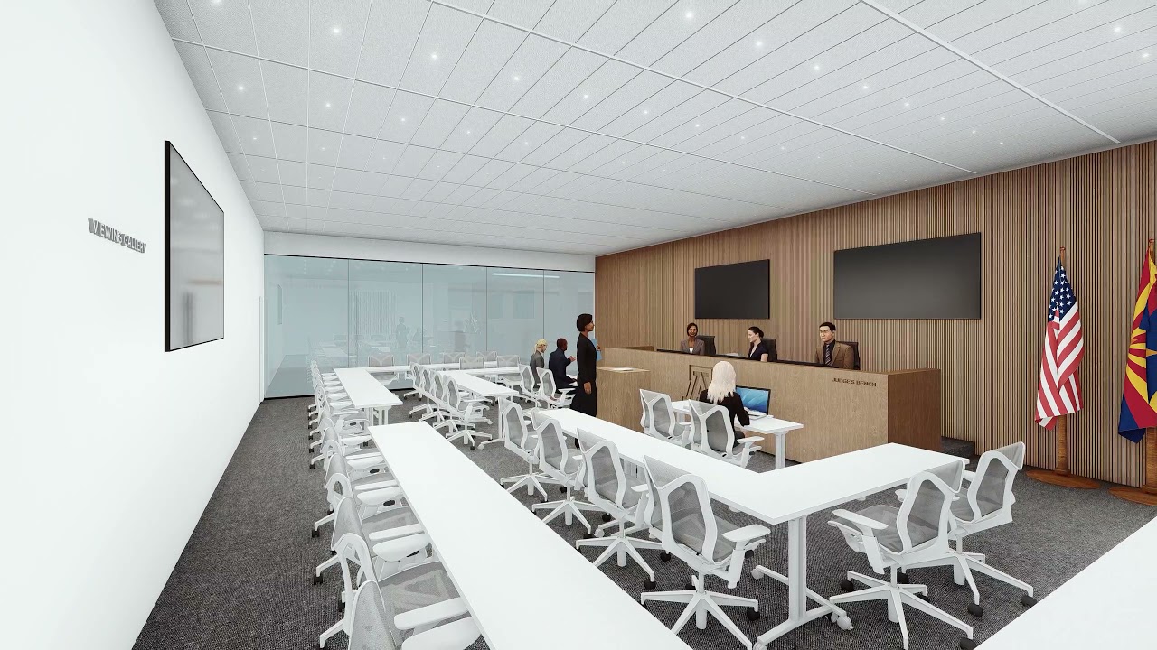 Virtual Tour: Courtroom & Lobby Reconstruction Plans - YouTube