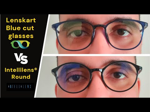 Lenskart Blue spec VS Intellilens® Round Zero Power Blue Cut Computer ...