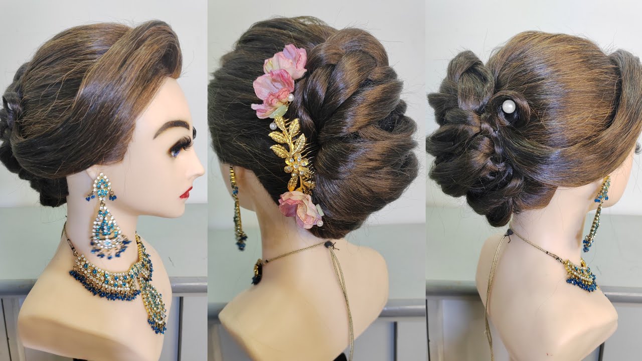 Fancy bun hairstyles for weddings | Wedding bun hairstyle tutorial ...