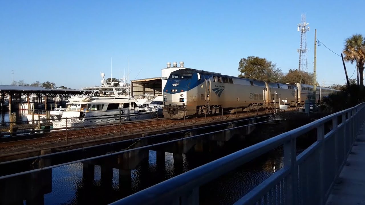 AMTRAK 53 THE AUTO TRAIN PASSING OVER CSX DRAWBRIDGE AT PERFECT SUNRISE ...