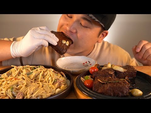 두꺼운 통스테이크와 크림파스타 먹방~!! 리얼사운드 social eating Mukbang(Eating Show)