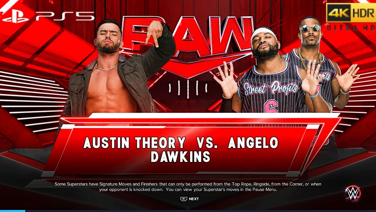 WWE 2K23 (PS5) - AUSTIN THEORY vs ANGELO DAWKINS | RAW, MARCH 13, 2023 ...