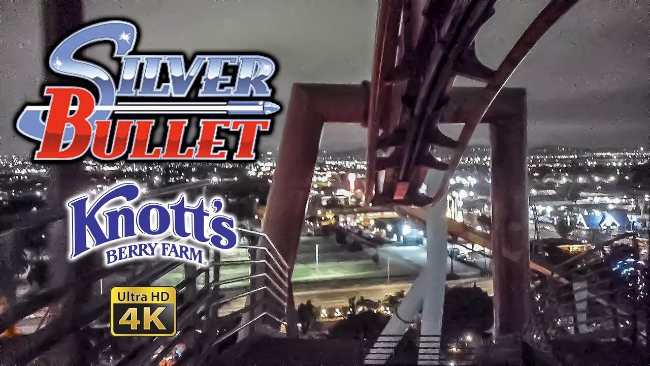 2022 Silver Bullet Roller Coaster at Night Front Row On Ride 4K POV ...