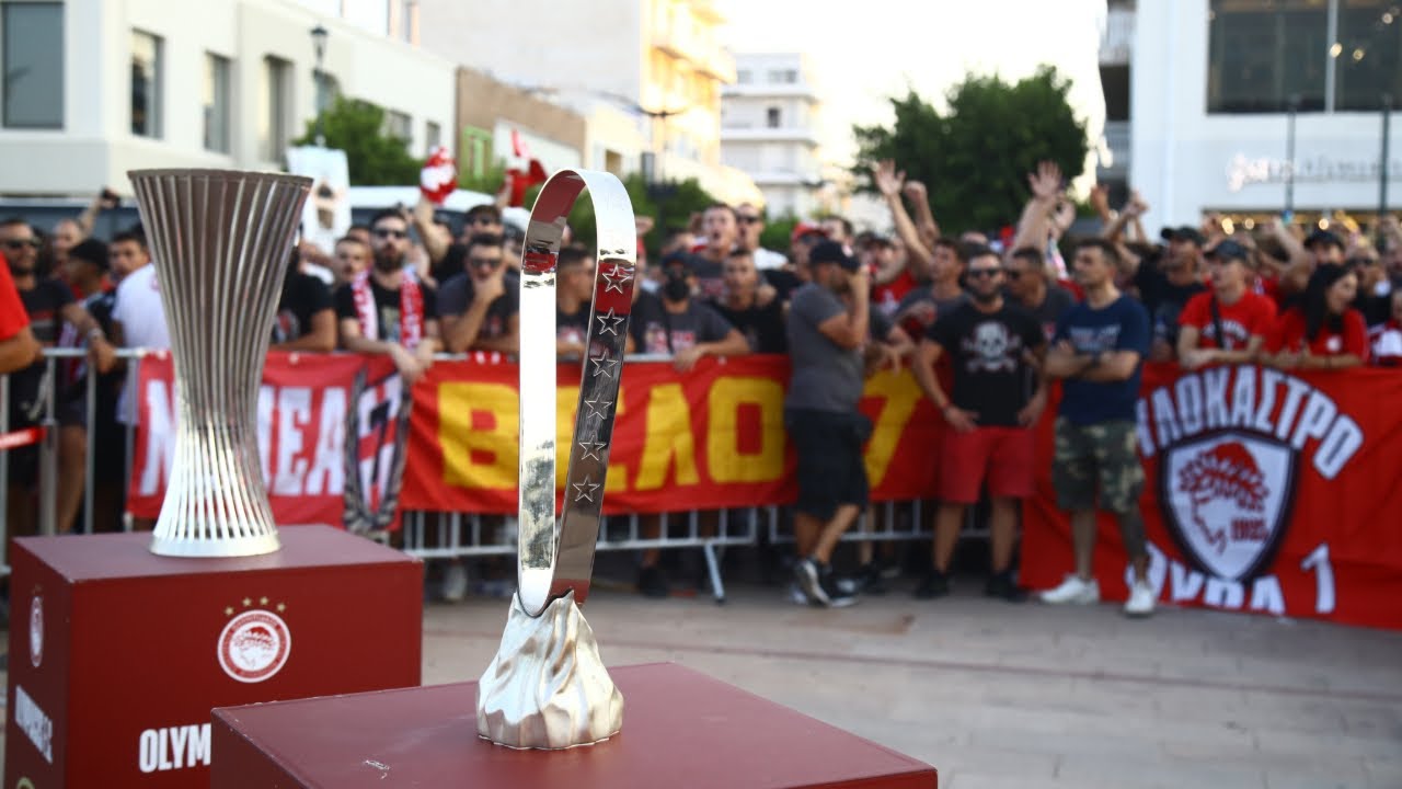 Στην Κόρινθο υποδέχθηκαν τα δύο Ευρωπαϊκά τρόπαια του Ολυμπιακού ...