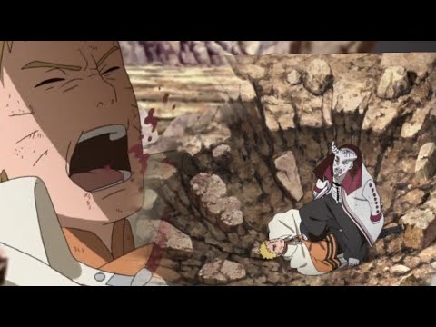 Naruto got stomped in his stomach (Isshiki)