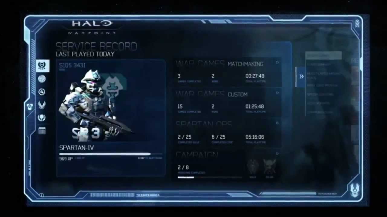 Halo 4 Halo Waypoint Trailer - Achievements, Stats Summary, Medals ...