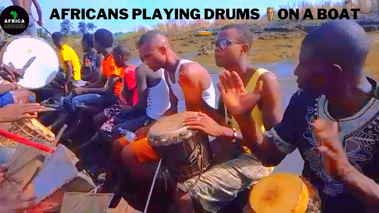 Africans playing Drums 🪘On a boat 🚤 African Village Life, Cultural ...