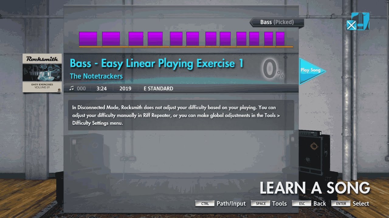Bass - Easy Linear Playing Exercise 1 - Rocksmith 2014/ Rocksmith+ ...