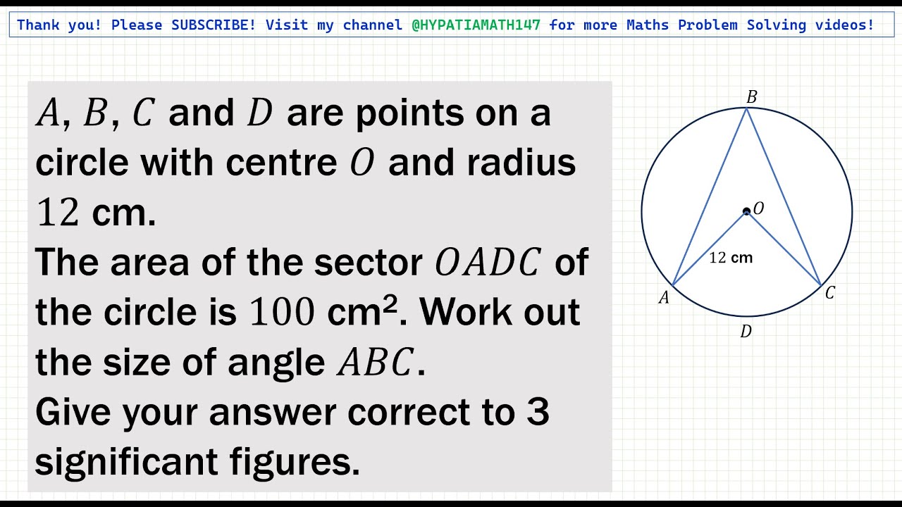 Circle | Given the Area of Sector - Find the Angle | Mathematics A ...