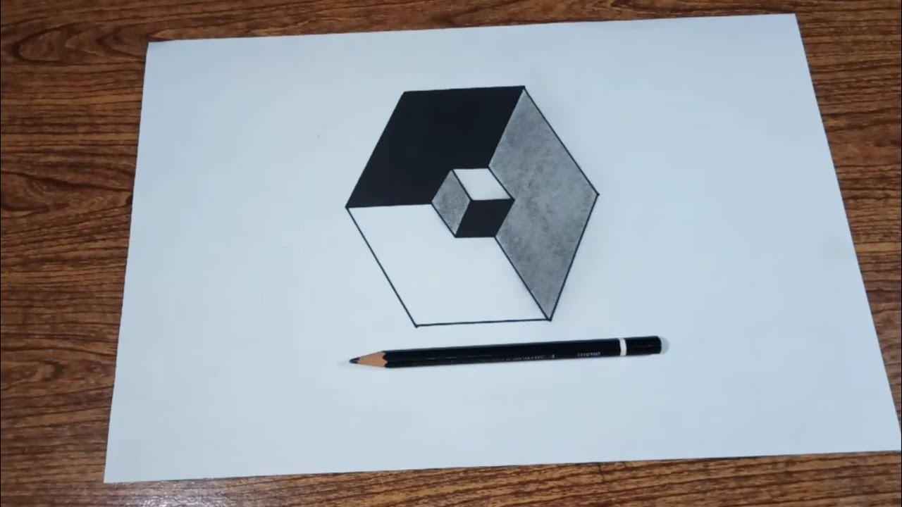 Menggambar 3d kubus geometris by Simple drawing tutorial - YouTube