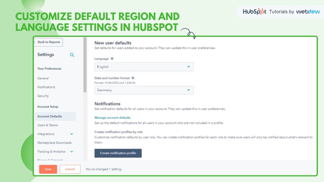 How-to customize default region and language settings in HubSpot. - YouTube