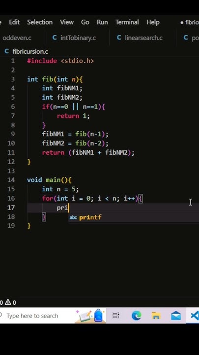 Fibonacci series using recursion 🤯🤯 #viral #youtubeshorts - YouTube