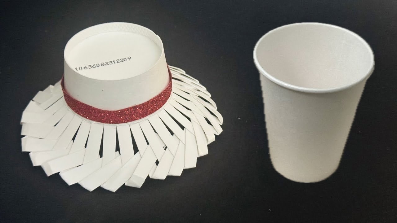 DIY Hat | How to make a Hat from paper cup | Paper Crafts - YouTube