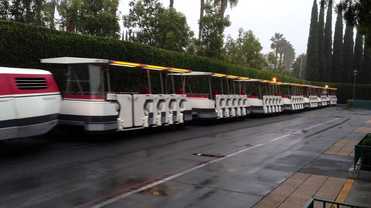 Disney Land Car Park Tram - Passes in the Rain - YouTube