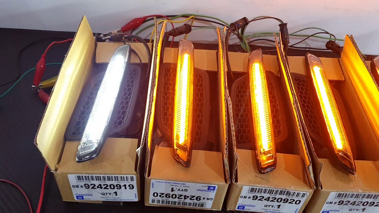 Holden Ve commodore s1/s2 side sequential indicator &drl - YouTube