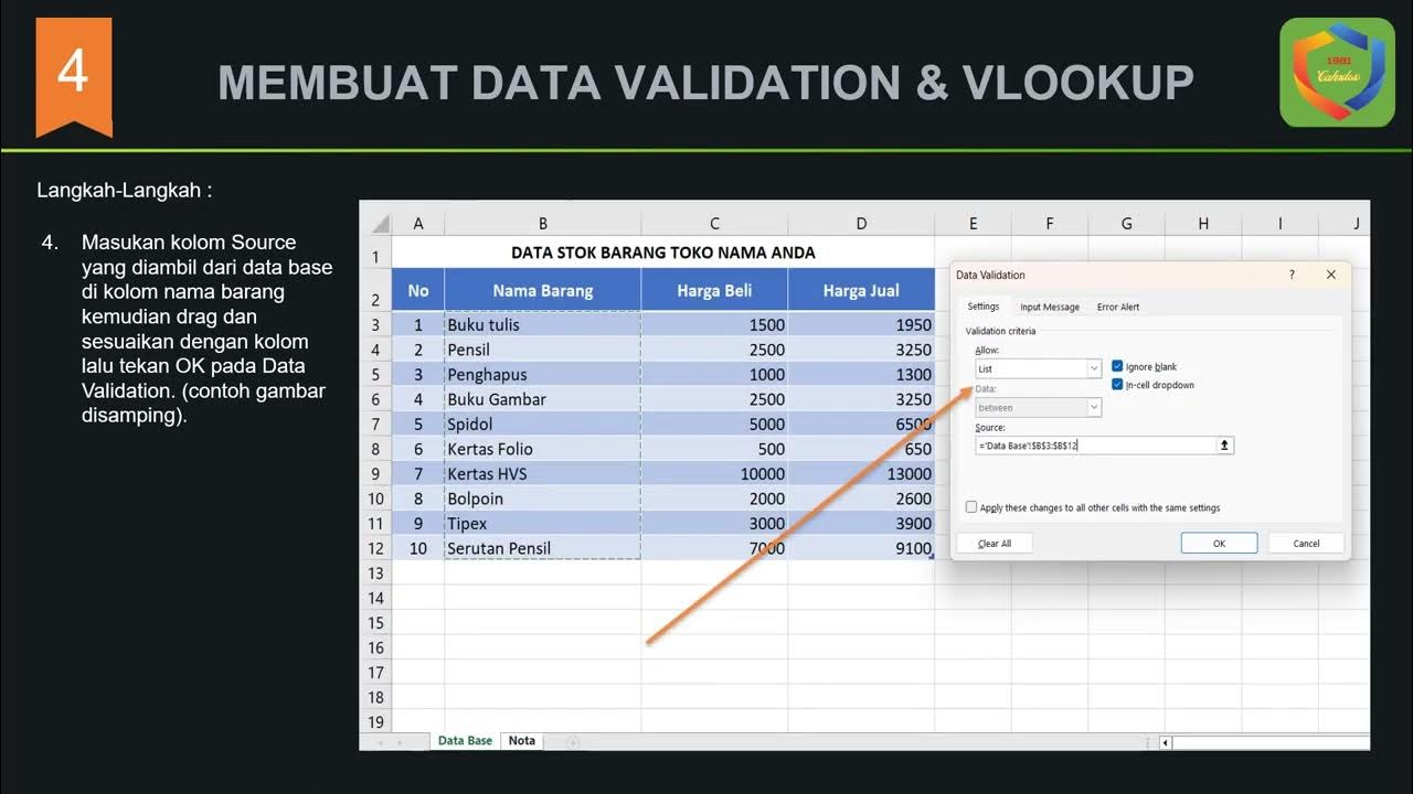 Membuat Data Validation - YouTube