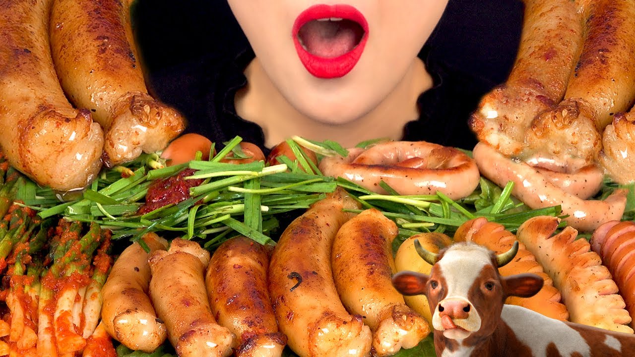 ASMR Tong Daechang & green onion kimchi 통대창과 파김치먹방 GRILLED BEEF LARGE ...