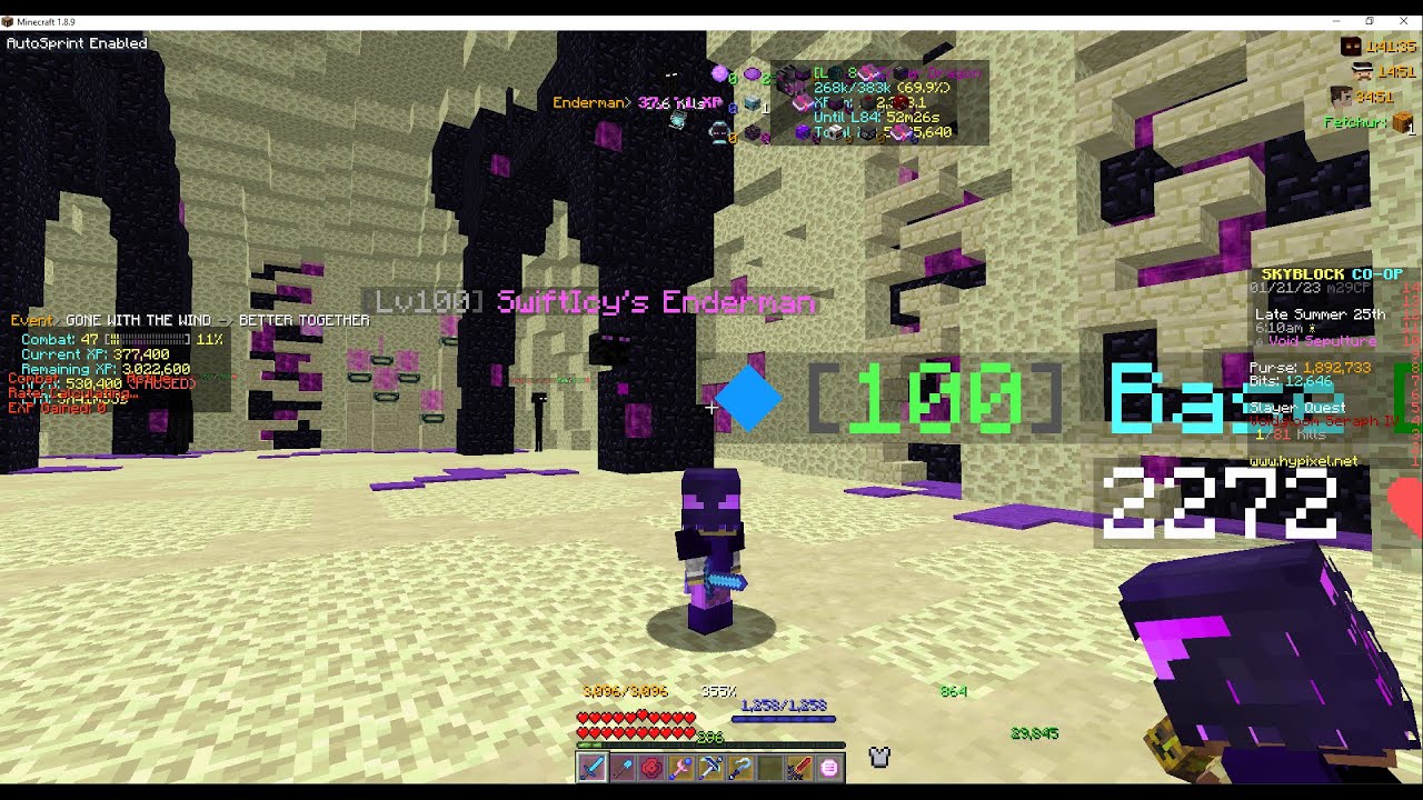 Hypixel Skyblock T4 Eman Slayer without hype or e drag - YouTube