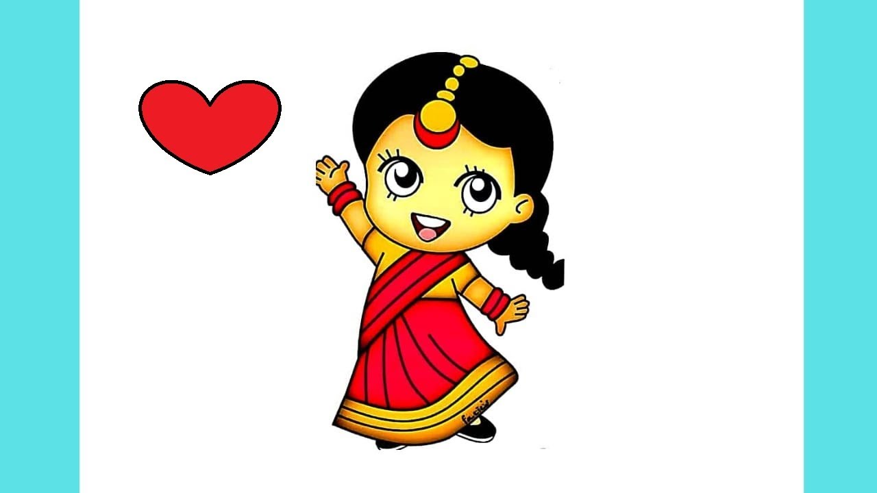 INDIAN CUTE GIRL EASY DRAWING | HOW TO DRAW GIRL STEP BY STEP | प्यारी ...
