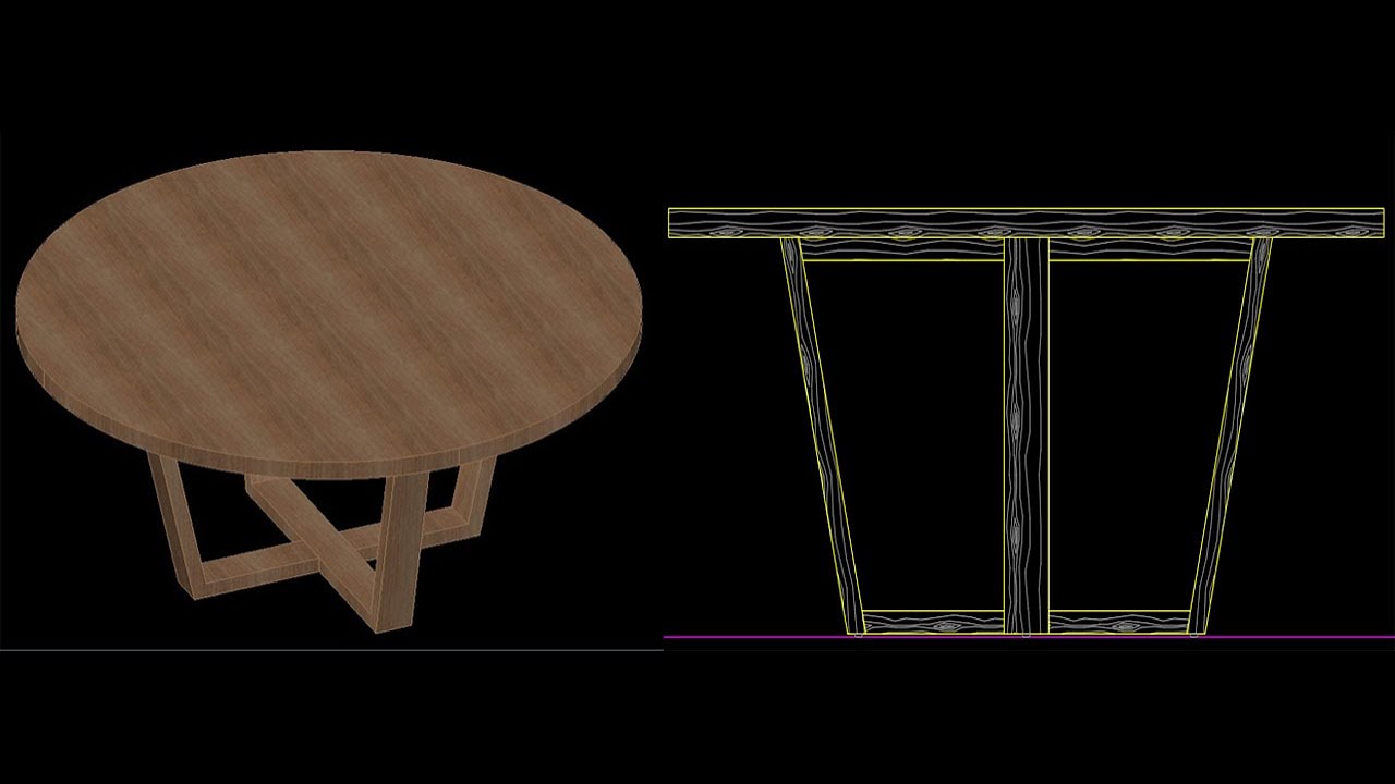 Small Round Table 2D & 3D Modeling - YouTube