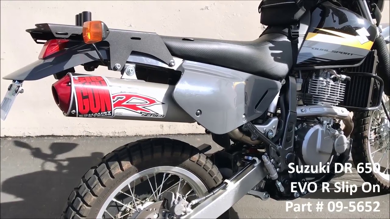 Suzuki DR 650 Big Gun Exhaust EVO R Slip On - YouTube