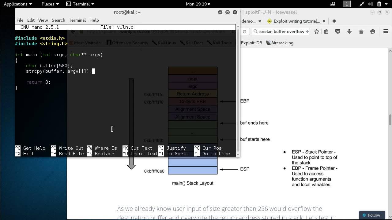 Kali Linux 20161 Buffer Overflow Tutorial Youtube