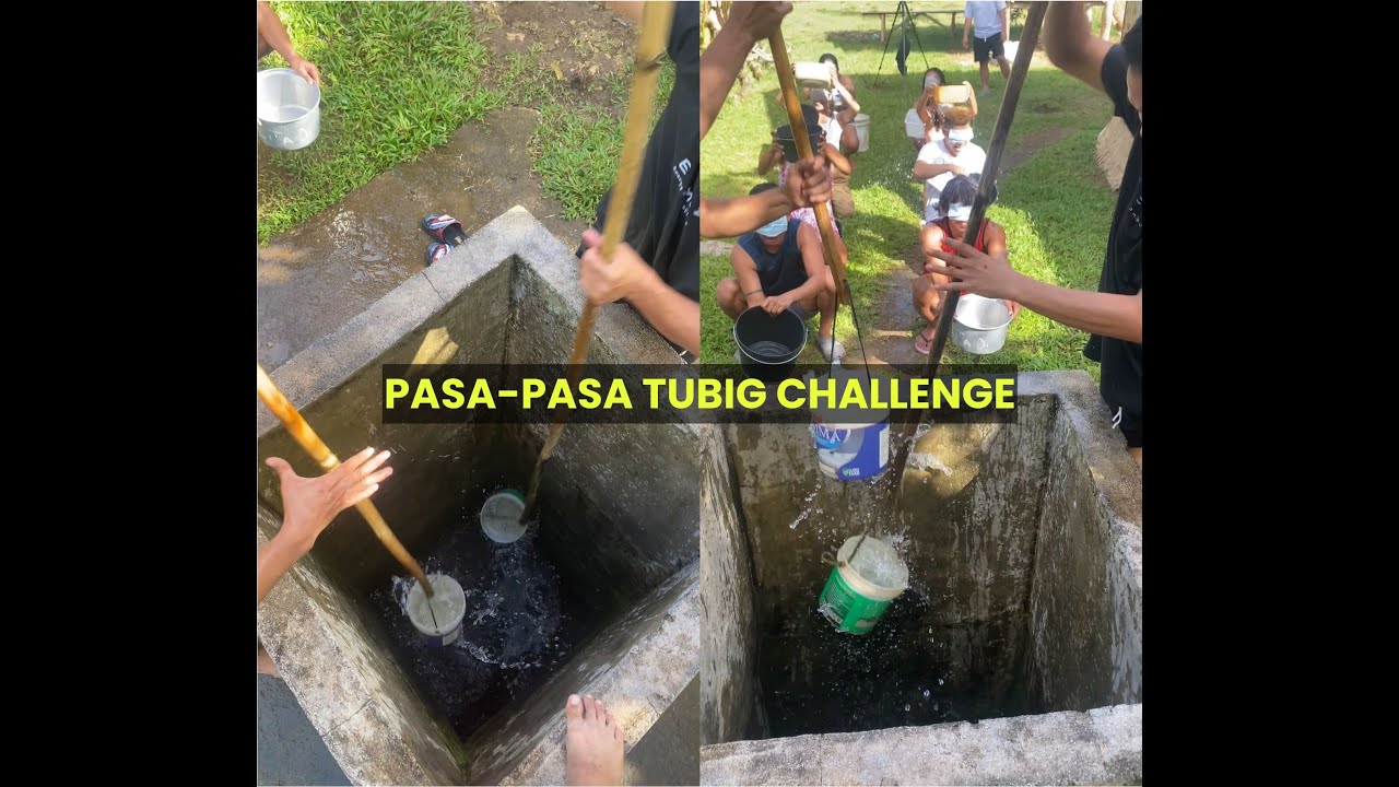 PASA-PASA TUBIG GAME, Paunahan mapuno ang balde - YouTube