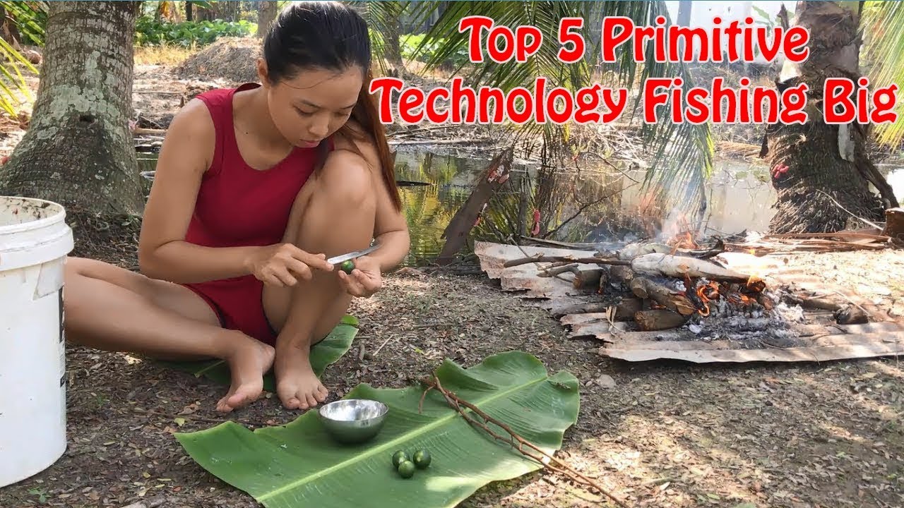 Top 5 Primitive Technology Fishing Big Fish and Cooking - YouTube