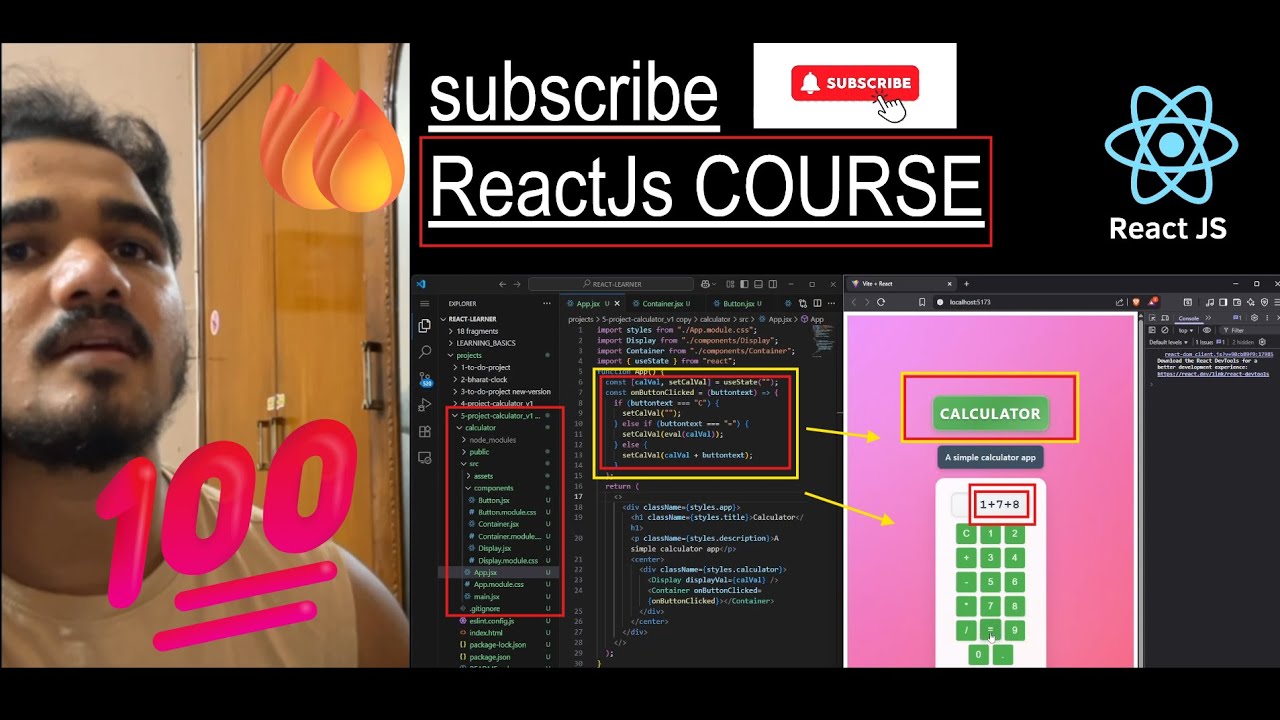 Build a Fully Functional Calculator in React ⚛️ | useState + onClick Explained | 20 Y/O IT ...
