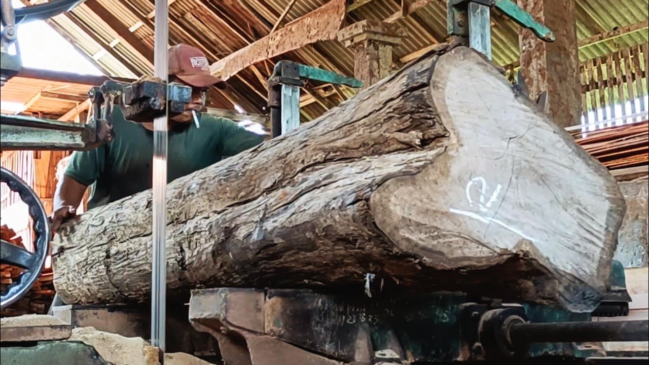 The process of making furniture boards from teak wood - YouTube
