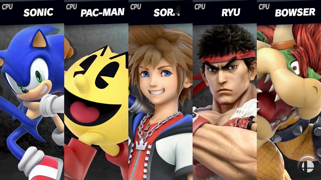 Super Smash Bros. Ultimate - Sonic vs Pac Man vs Sora vs Ryu vs Bowser ...