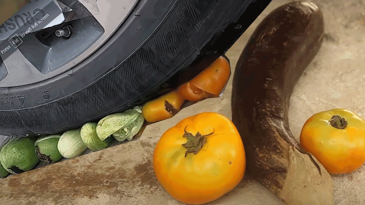 Car Tire vs Veggie & Fruit - So Satisfying Experiment - YouTube