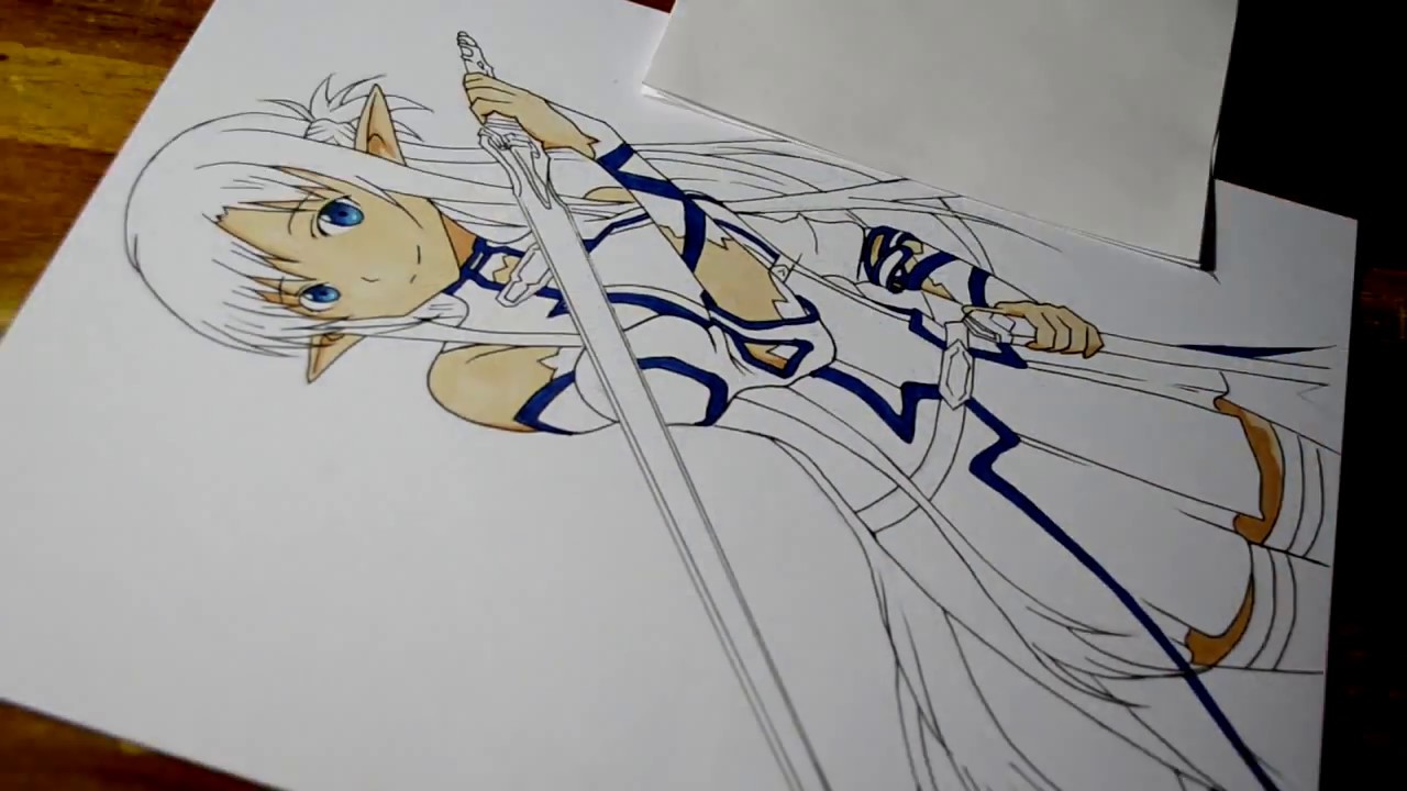 Drawing Asuna from Sword Art Online II - YouTube