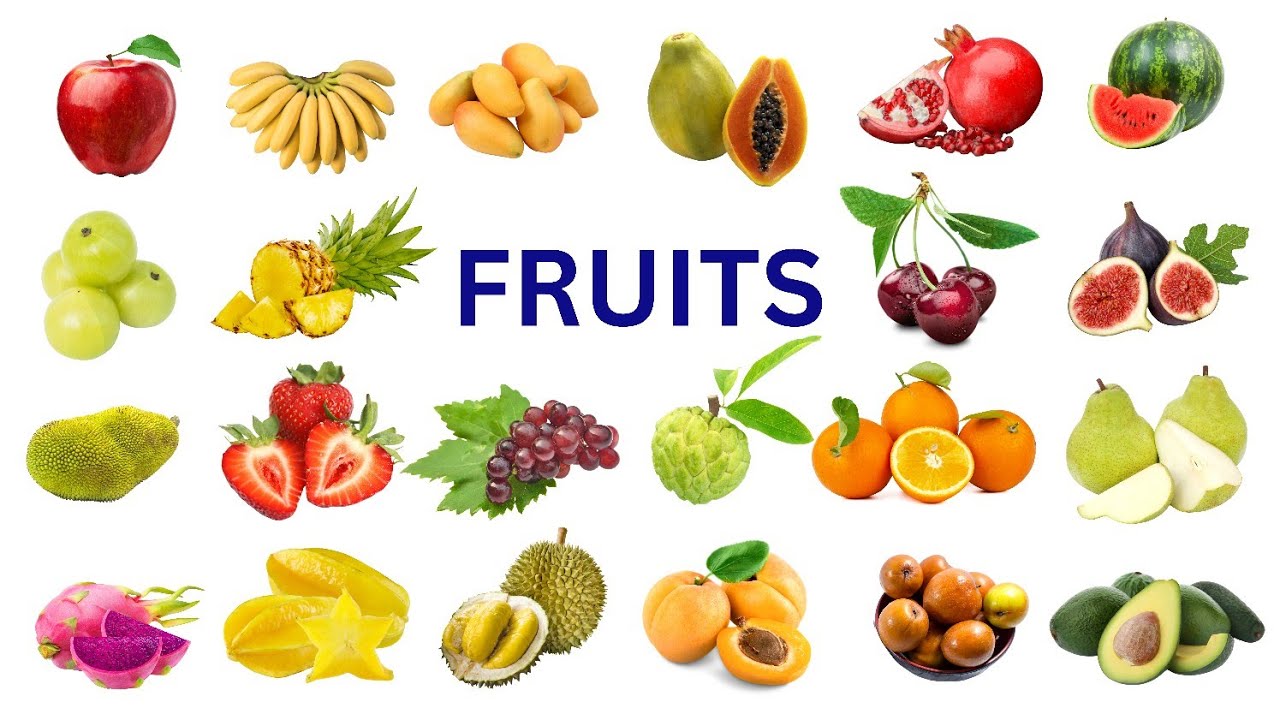 Different types of fruits/Learn fruits name in English/20 Fruits name ...