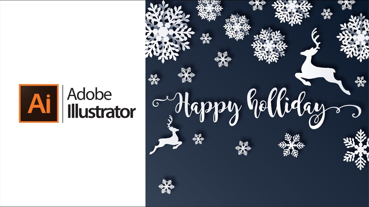 How to make :Happy holiday card in Adobe Illustrator 2020 │By : Siam ...