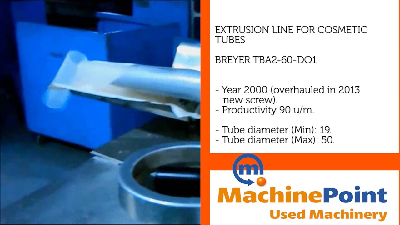 BREYER TBA2-60-DO1 Used Extrusion lines for cosmetic tubes Machines ...