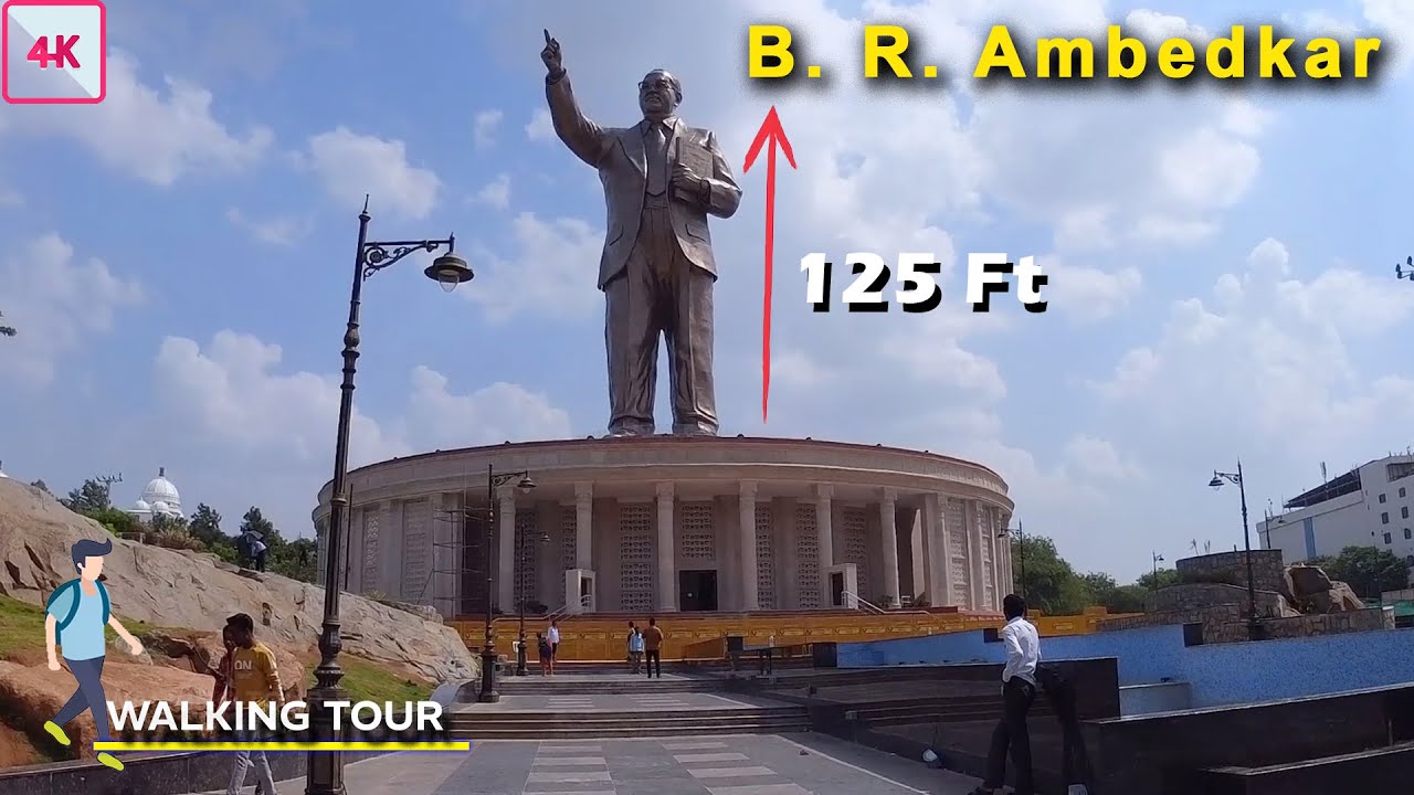 125 ft Dr. Ambedkar statue Hyderabad \\ walking tour in India ASMR ...