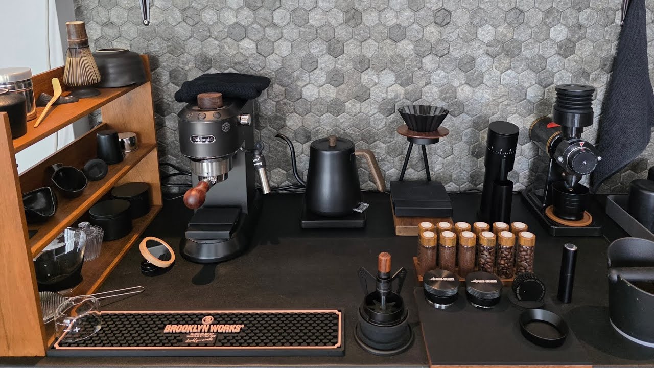 Road to perfect my Latte Art with my Black and Wooden Coffee Station at ...